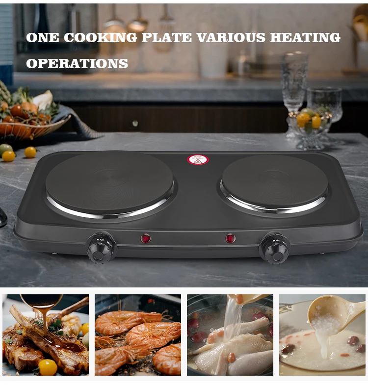 1500w Electric Hot Plate With Temperature Control & 2 Burners, Oem