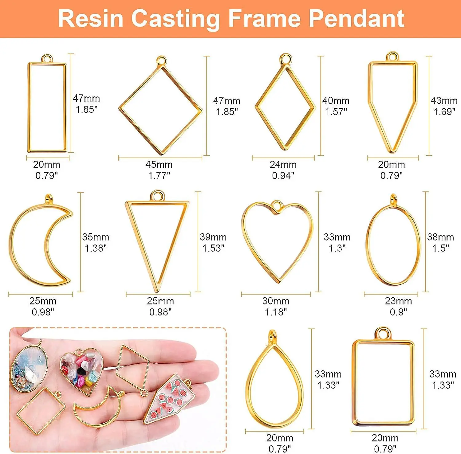 Open Bezels for Resin,Hollow Frame Pendants Resin Craft Bezels Jewelry ...