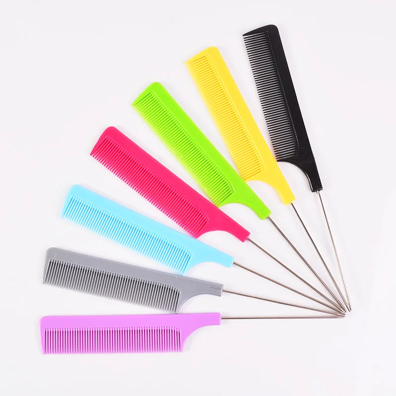 10 Color Anti-static Steel Pin Rat Tail Distribution Comb Own Brand ...