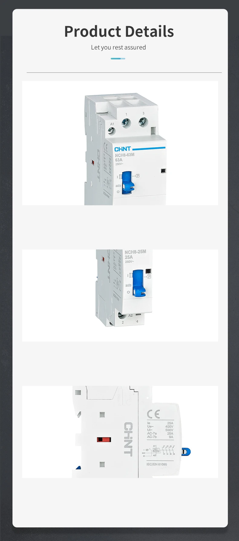 CHINT NCH8-M Modular Contactor - Manual Operation 16-63A