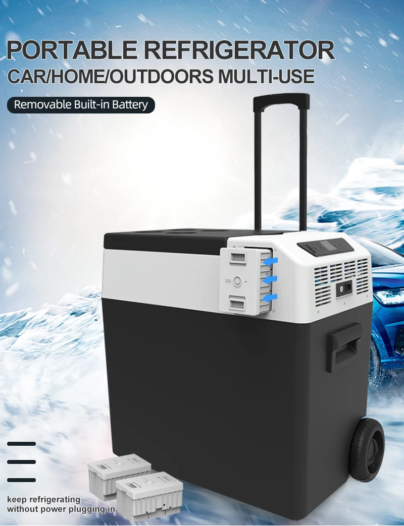 30L Battery Powered Wheels Car Fridge Freezer - Portable & Efficient