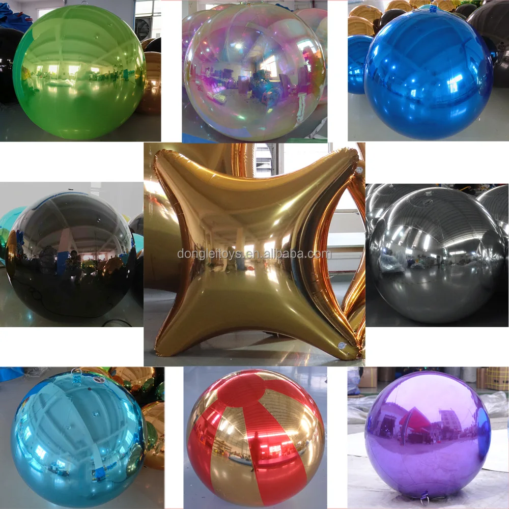 Giant Commercial Gold & Silver Mirror Ball Inflatable Balloon Colorful ...