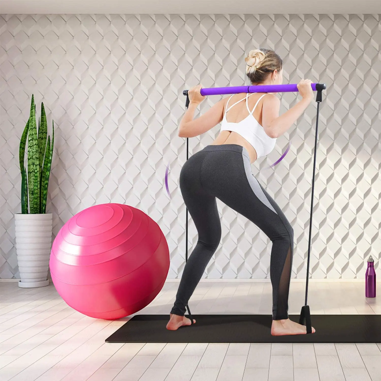 Aofit Gym Stick Yoga Pilates Stick Bar - Adjustable & Portable