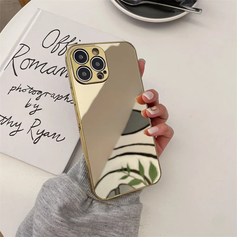 Luxury 24k Gold Plated Tempered Glas Mirror Acrylic Shockproof Hard ...