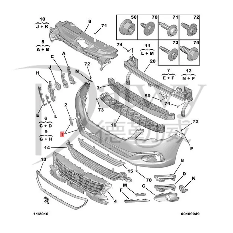 Alibaba.com: Datwy OE1622237080 Front Bumper for Peugeot 301, Not ...