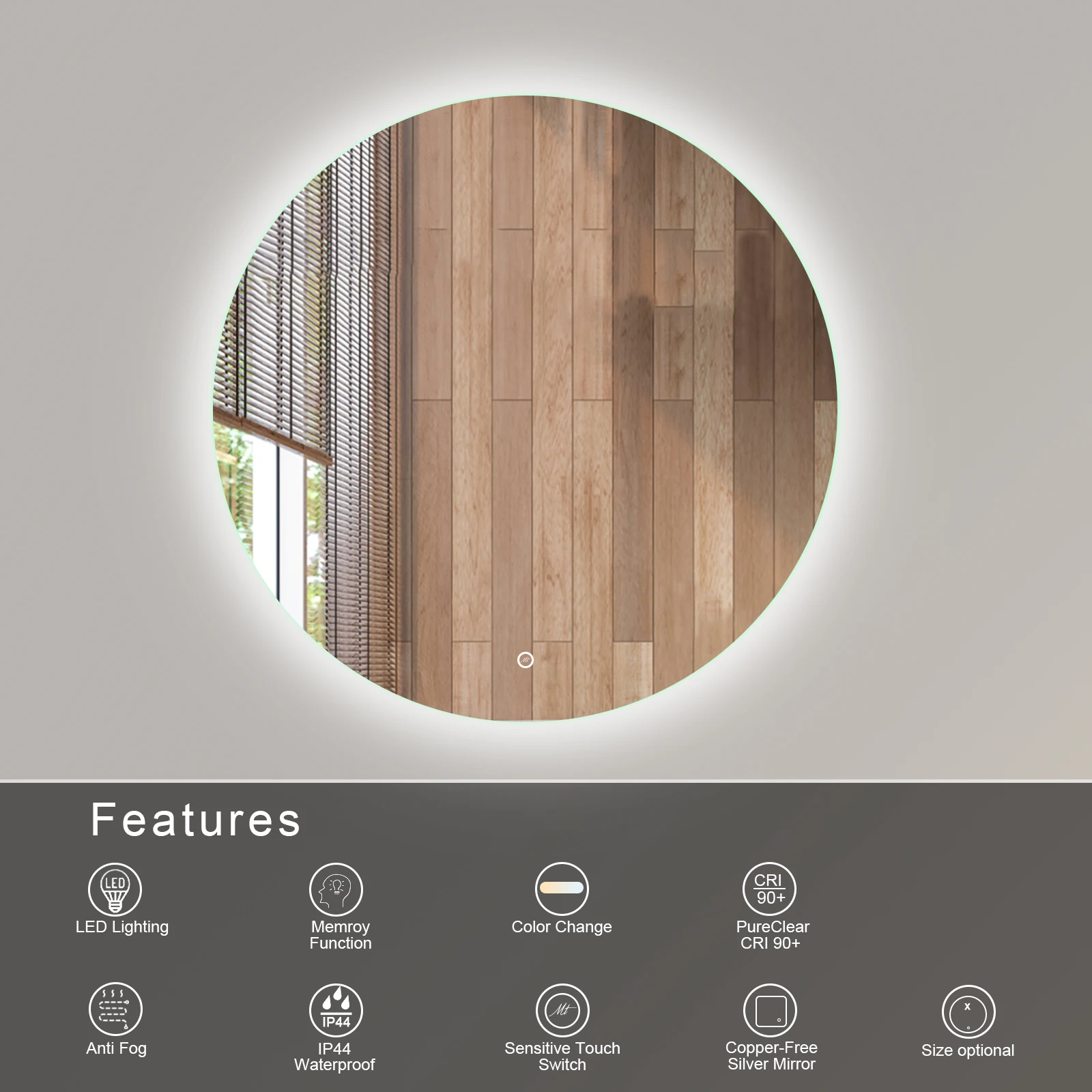 Customized Frameless Backlit LED Lighted Wall Mounted Mirror