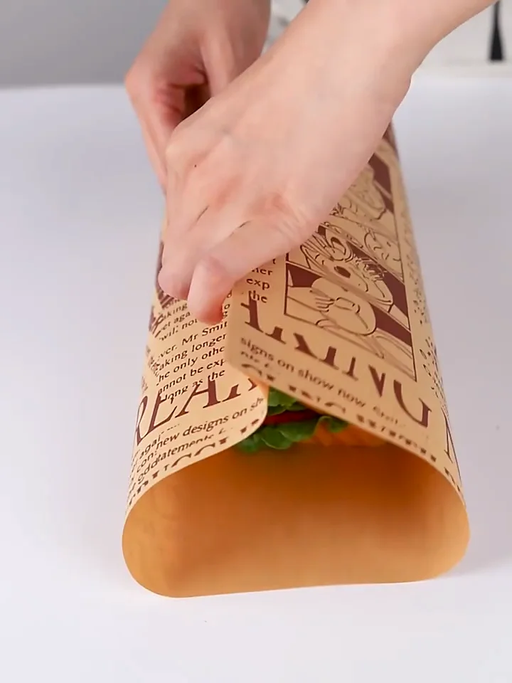 Custom Printed Packaging For Deli Burger Sandwich Food Wrap Paper With ...