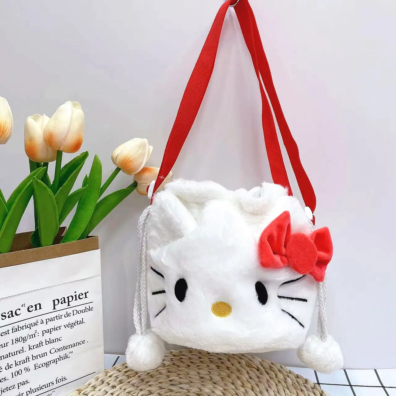 Japanese Stuffed Backpack Cute Bunched Mouth Plush Kulomi Crossbody Bag ...