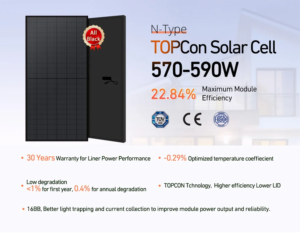 N-type Solar Panels All Black 570w 580w 590w 600w N-type Solar Panels ...