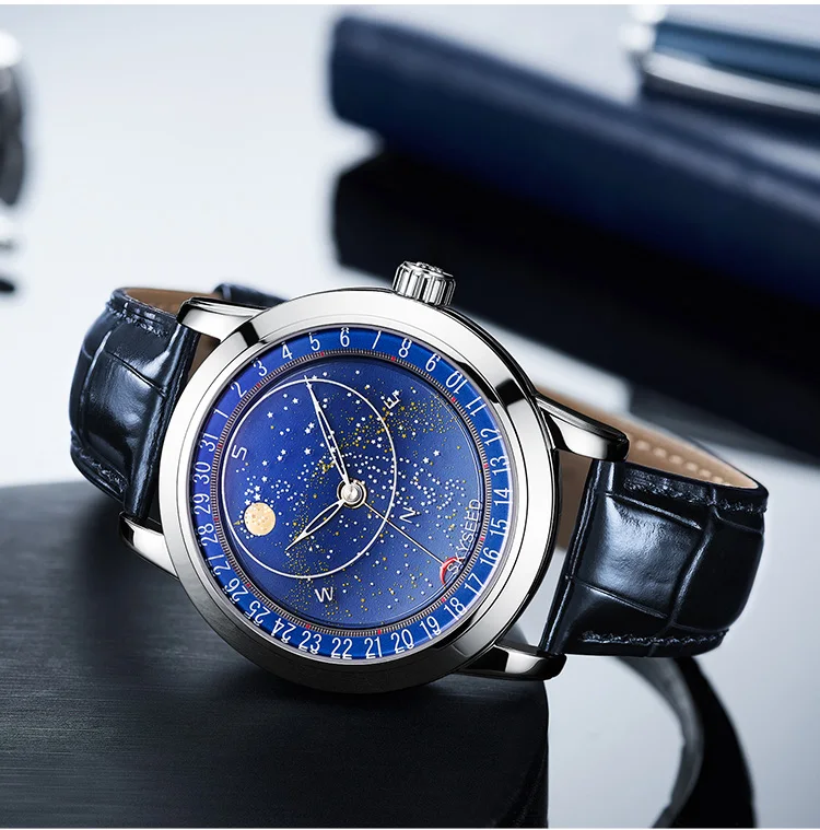 New Starry Sky Dial Luminous Mechanical Watch Day/date Men's Watch ...