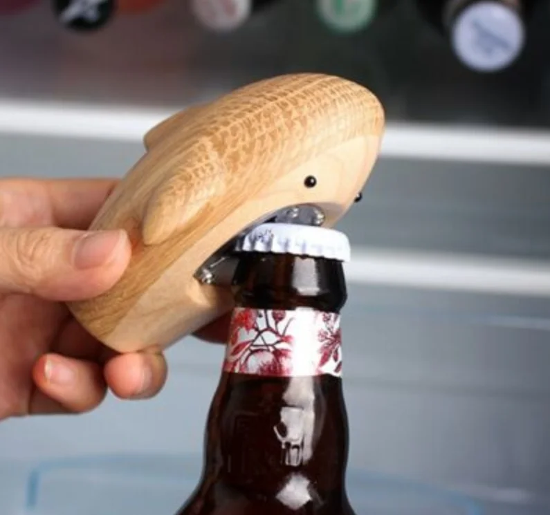 Unique Wooden Shark Shaped Bottle Opener Creative Opener Opening Bottle ...