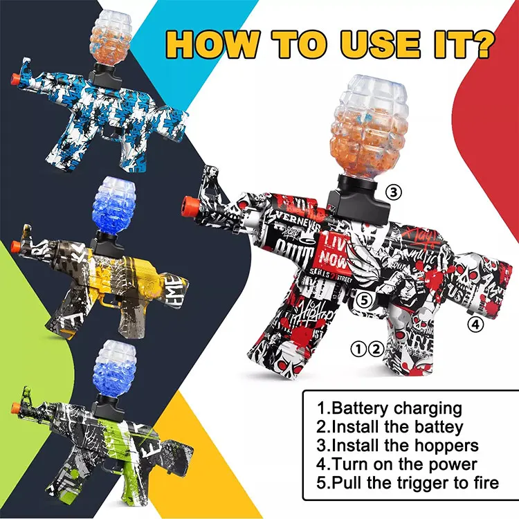 Lk Toys Amazon Ak47 Electric Blaster Ge Eco-friendly Splatter Ball Gun ...