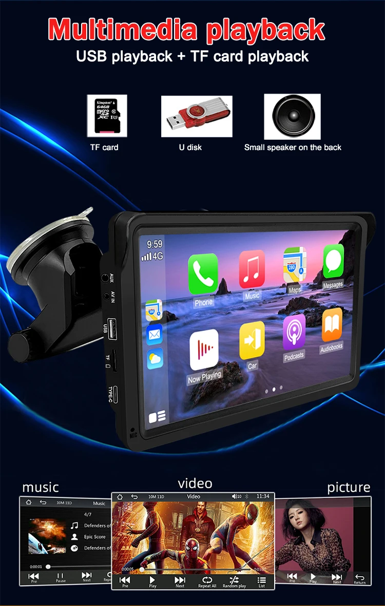 Wireless Carplay Universal 7inch Carplay Screen Portable Display