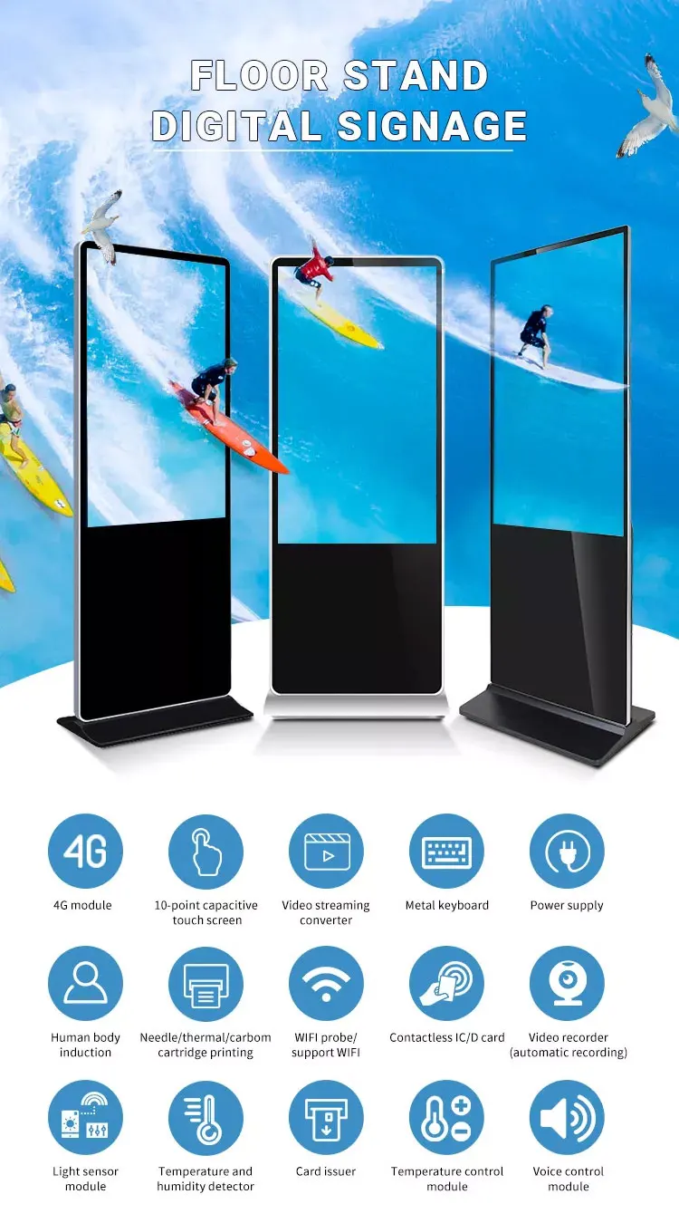 Custom Floor Standing Android Video LCD Player Kiosk