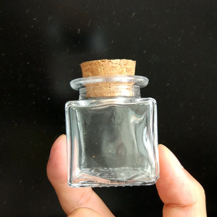 Botol Suvenir Kaca Persegi Mini 50Ml, dengan Sumbat Gabus untuk Pasir ...