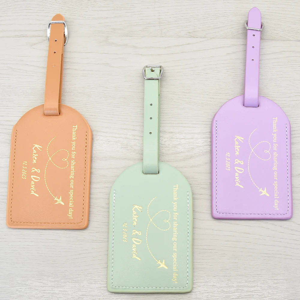 Custom Printed Wedding Favor Logo Travel Airline Suitcase Blank Personalized Name Tags Strap Pu ...