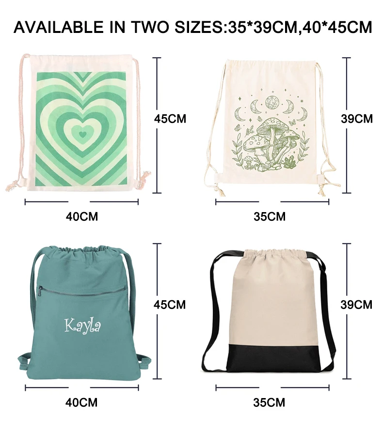 Customize Canvas Drawstring Backpack Canvas Sublimation Printing Cotton ...