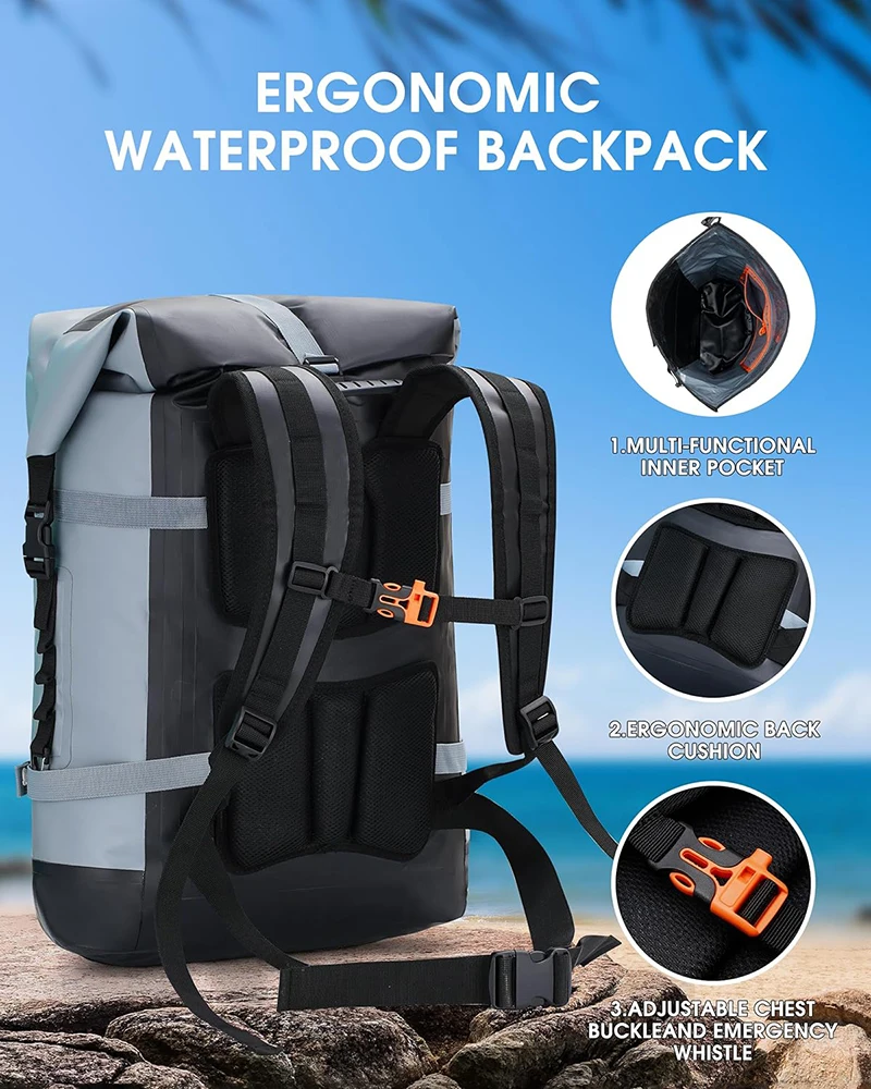 35L 55L 85L PVC Waterproof Backpack - Heavy Duty Roll Top