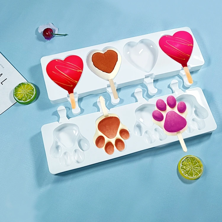Hot Selling 4-cavity Love Bear Paw Ice Cream Silicone Creative ...