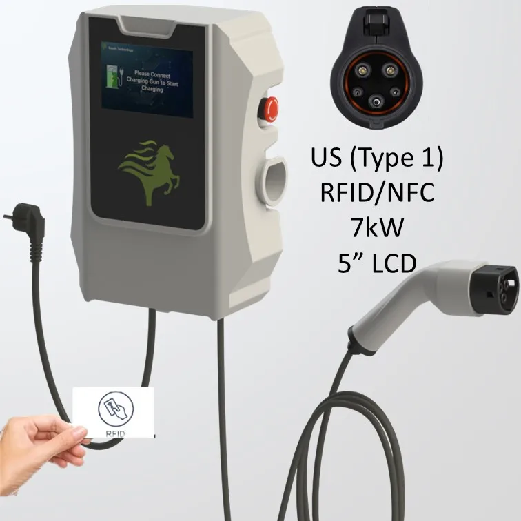 Rfid Card Wallbox Ev Charging Station Wall Box Type 1 7kw Commercial ...