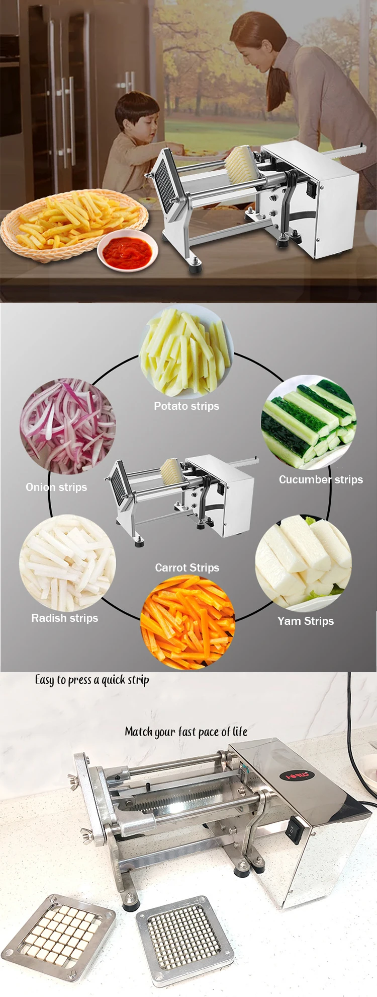 Efficient French Fries Cutting Machine - 1 Year Warranty