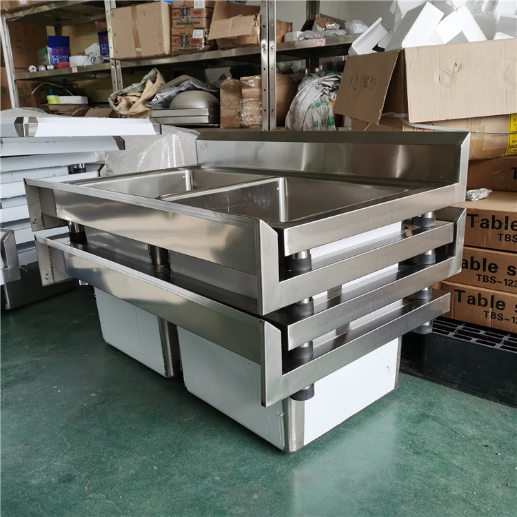 Stainless Steel Work Table With Trash Hole Sink Cabinet Fish Cleaning ...