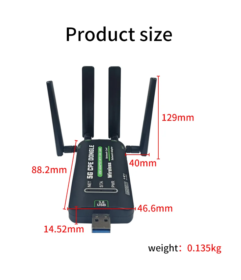 RM520N-GL 5G CPE USB Dongle with 4 External Antenna Wireless Network ...