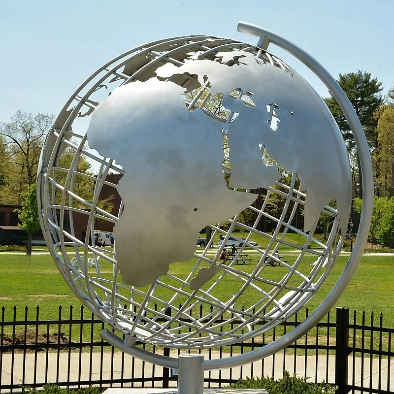 Custom Large Metal Unisphere Earth Statue - Stainless Steel Garden ...