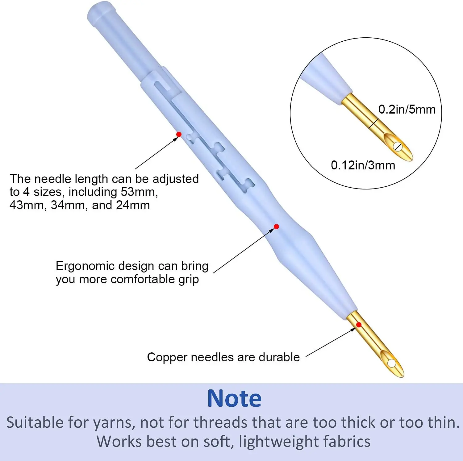 Adjustable Punch Needle Embroidery Pen Needle Threader Punch Needle Set ...