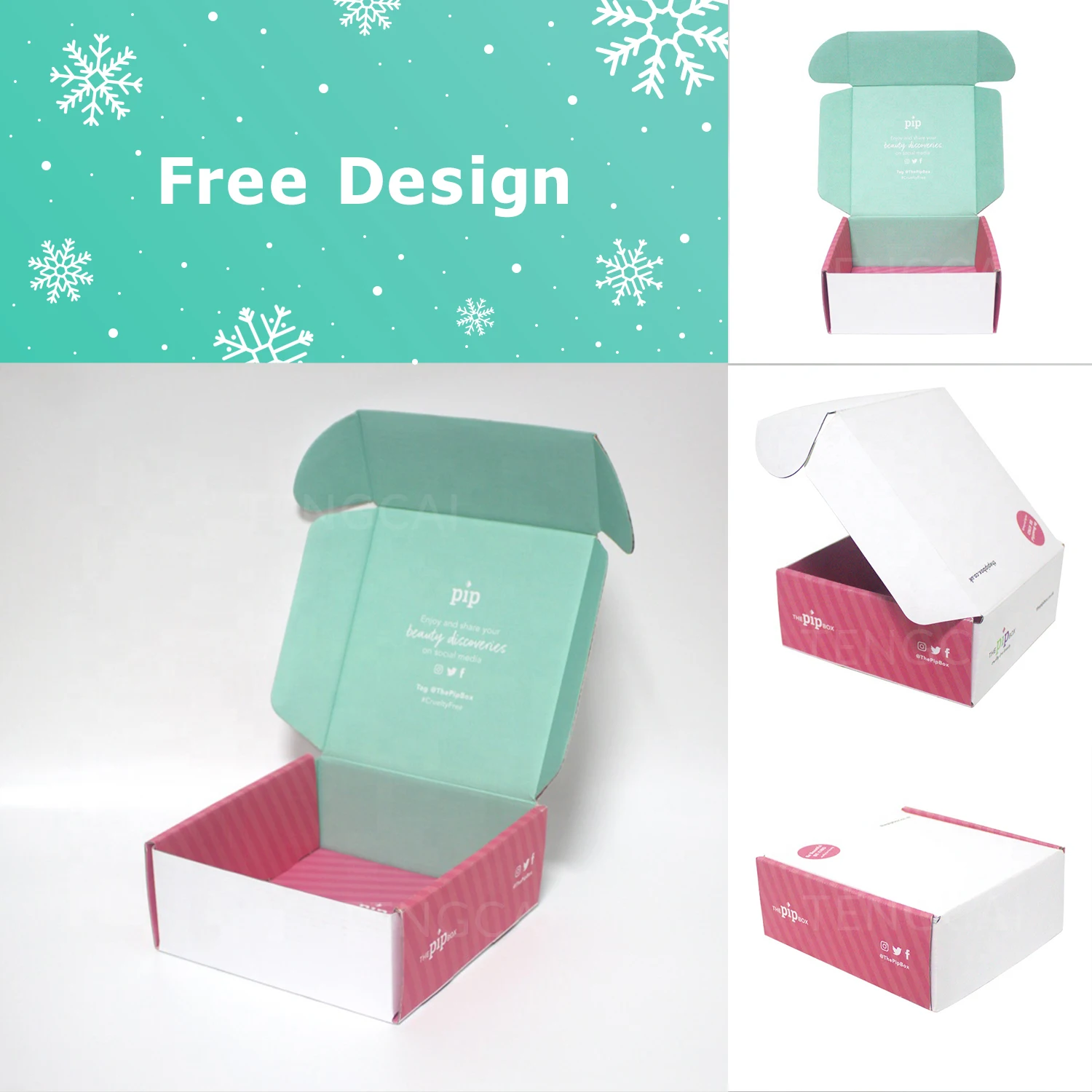 Custom Mailer Box With Paper Card,Tissue Paper And Sticker,Cosmetic ...