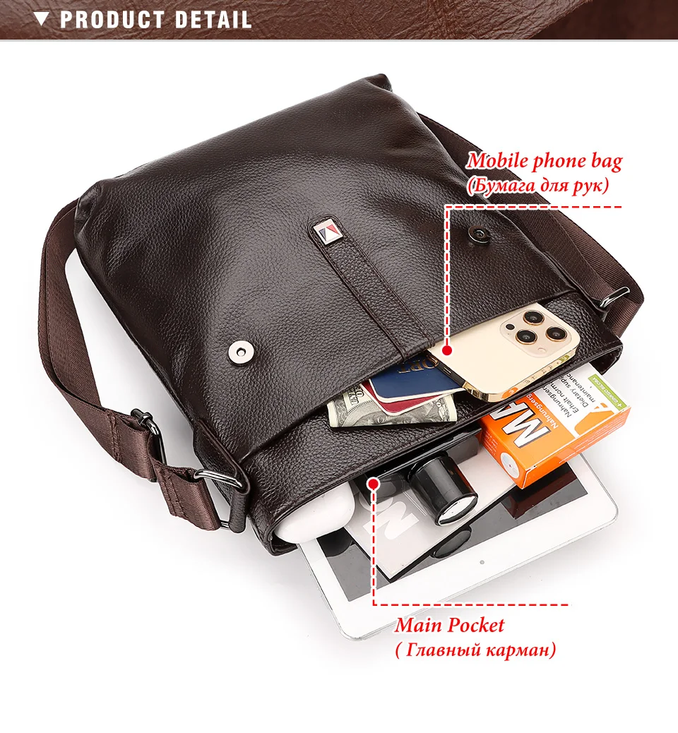 HUMERPAUL Genuine Leather Shoulder Bag for Men Vintage Messenger Sling ...