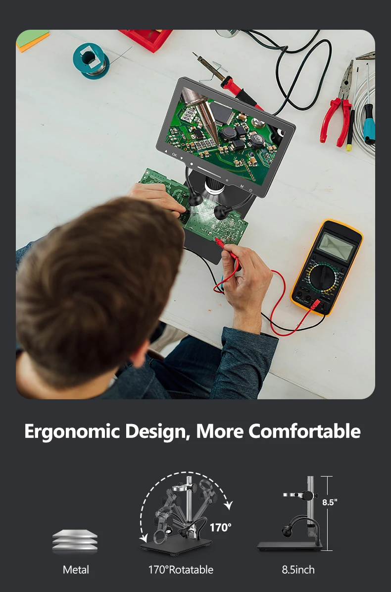 Microlong 4K Digital Microscope - 48MP Camera & 7" Screen