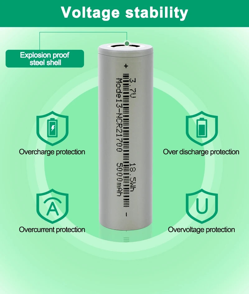 21700 3.7V 5000mah Lithium Battery - High Capacity for E-bikes