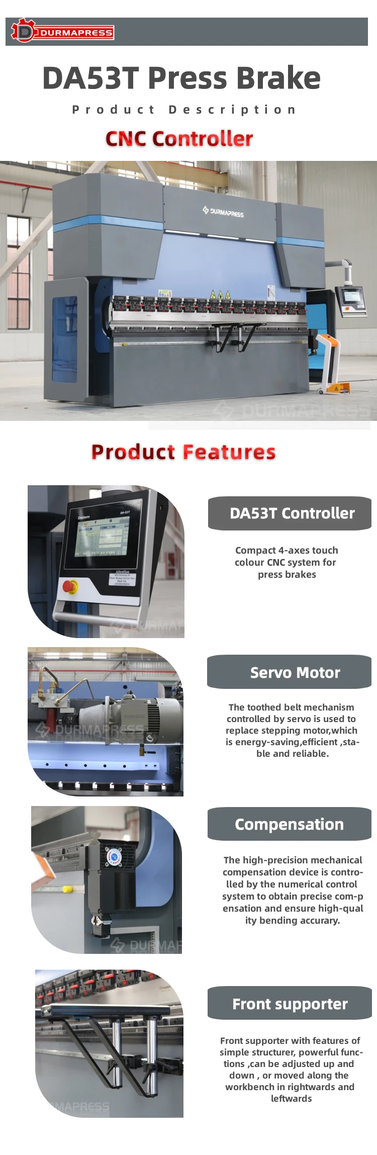 2024 New Rigid Frame Design 40t1600 Cnc Press Brake With Schneider ...