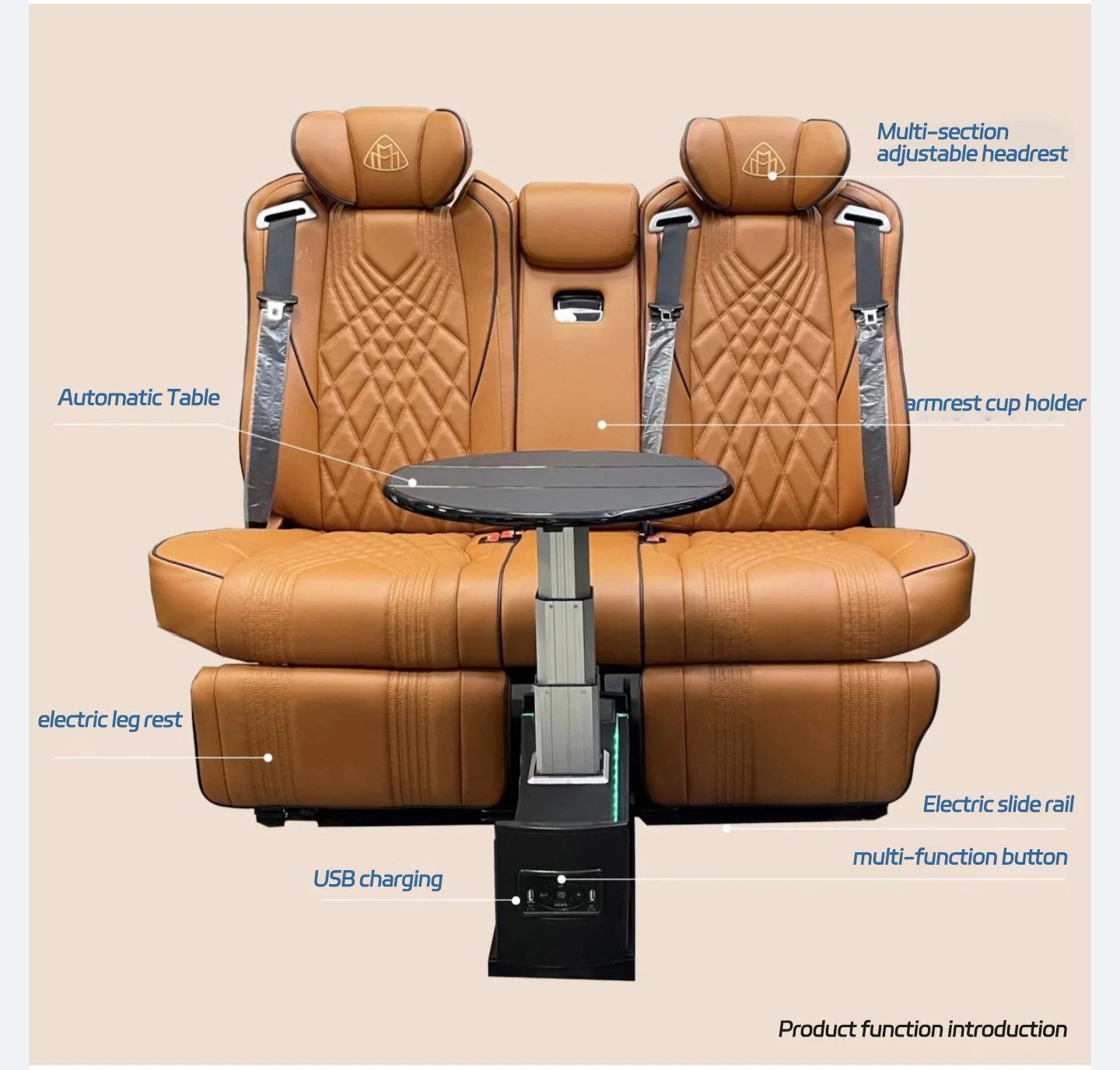 Car Seat Rear Luxury Bus MPV Seat/bed Factory Three-person