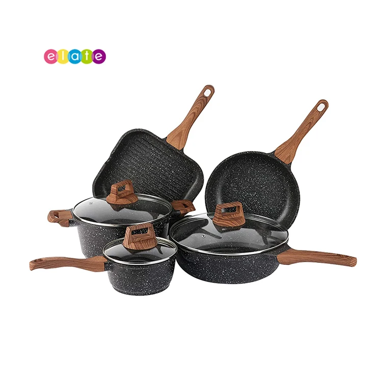 China Blue Long-lasting 6-piece Aluminum Non Stick Cookware Set - Buy ...