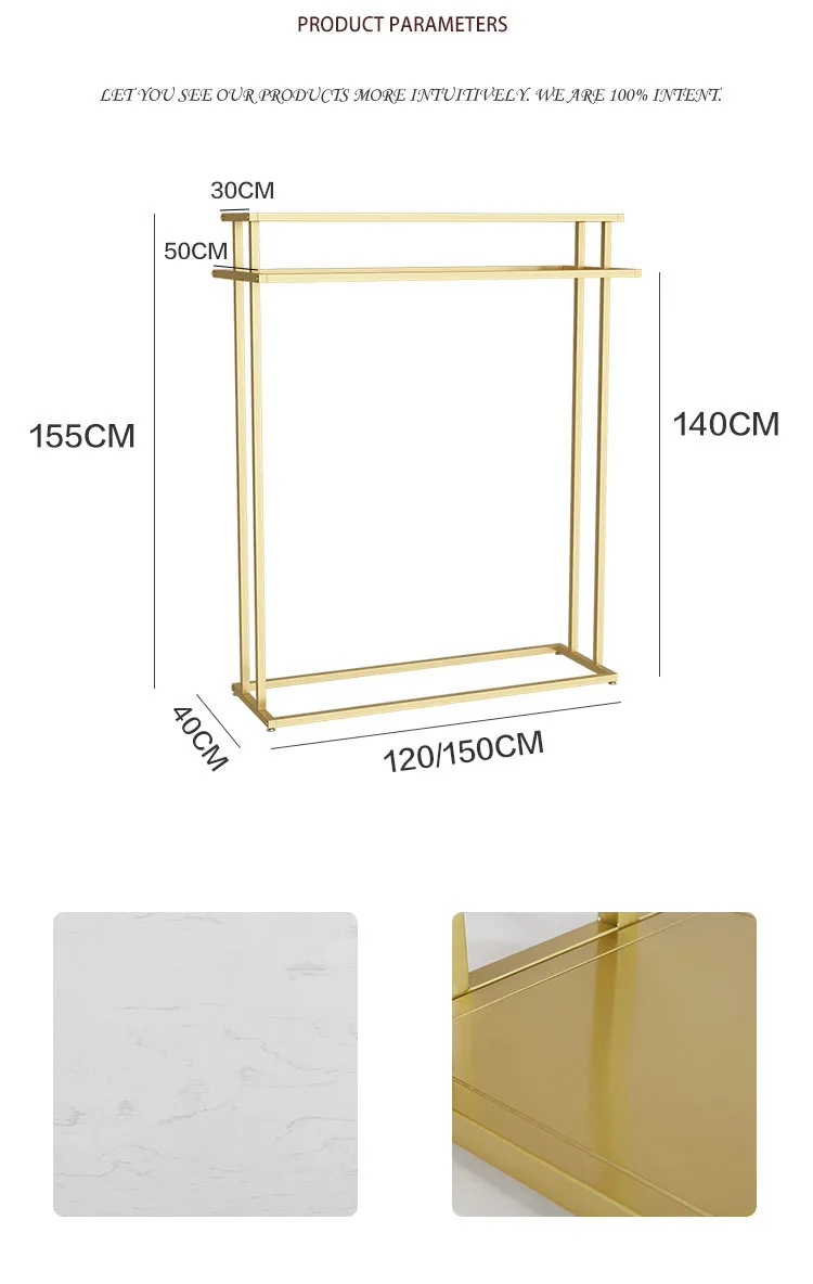 Golden Clothing Store Display Stand - Modern & Customizable