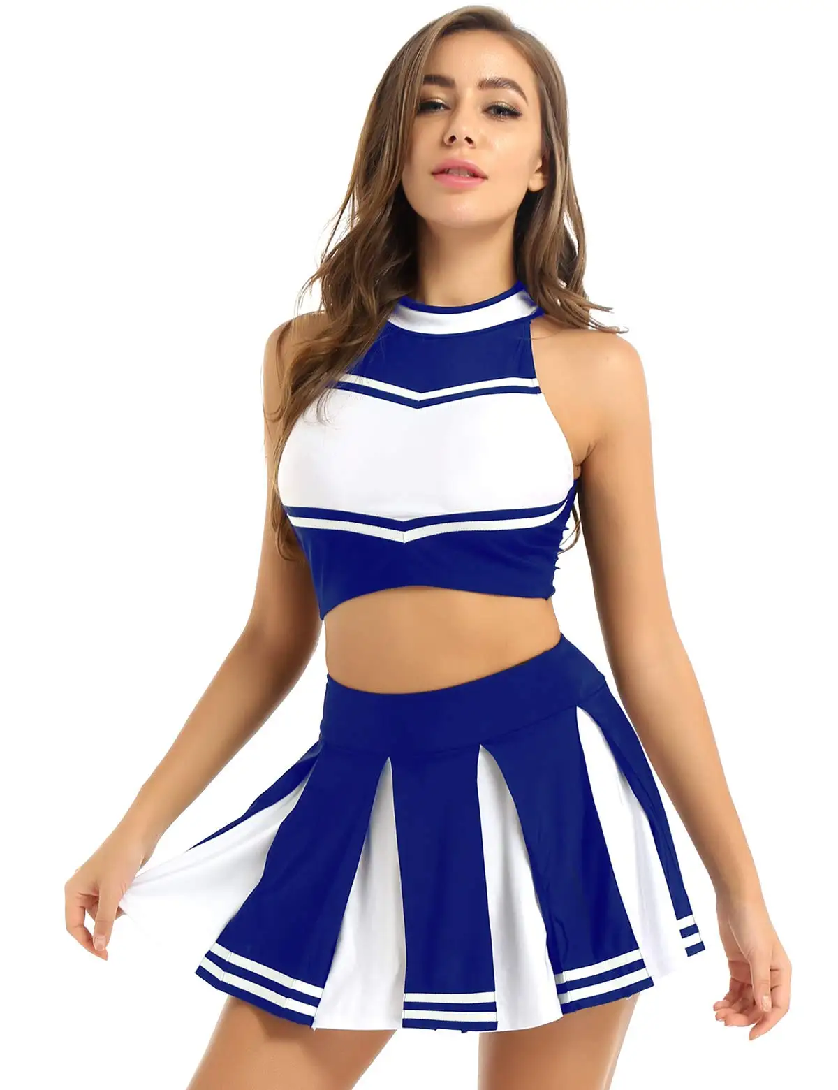 Support Oem Service Spandex Cheer Practice Wear Costume For Girls Pleated Skirt Two Piece