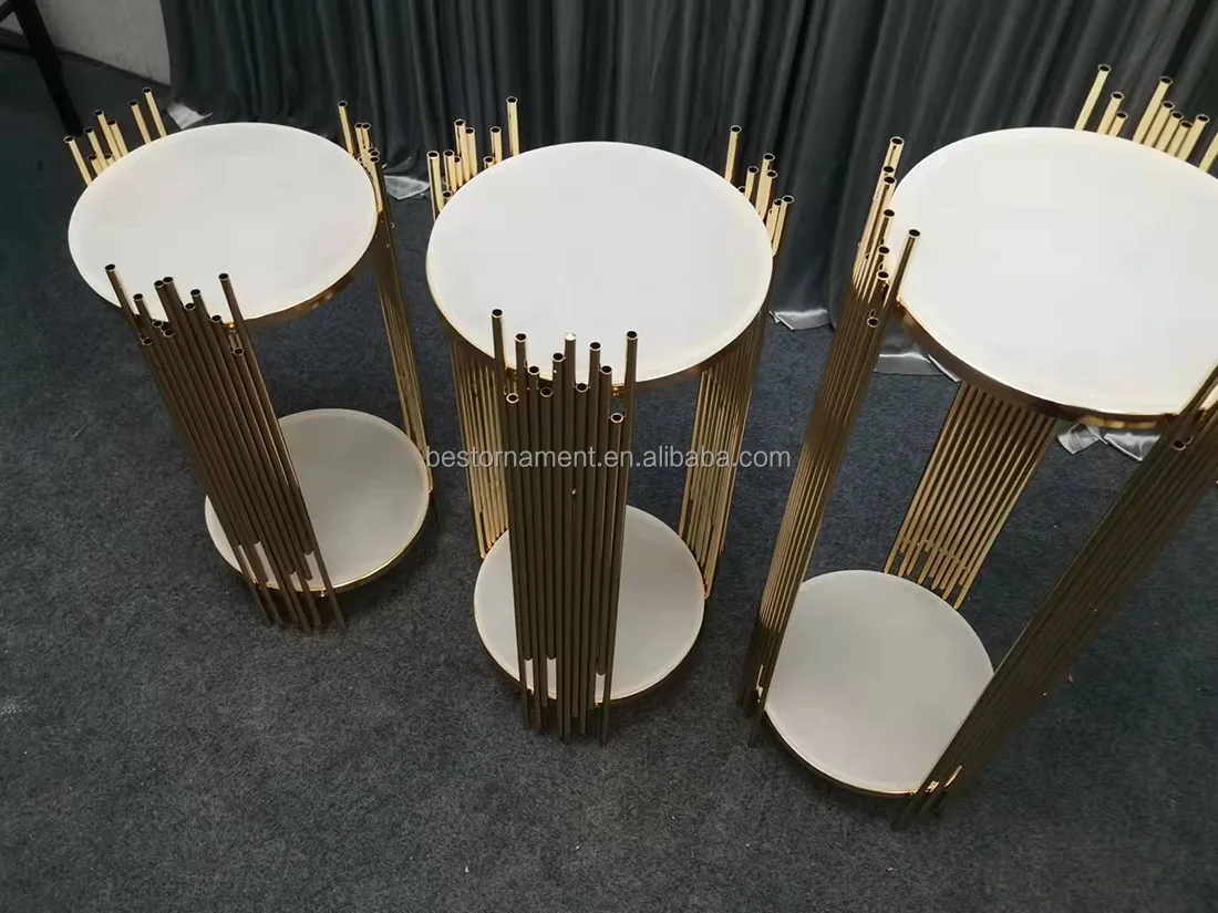 Gold Pedestal Plinth Stands for Wedding Flowers - Metal Pillar