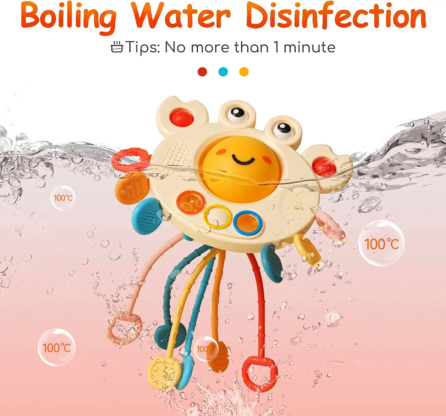 Food Grade Crab Baby Sensory Silicone Pull String Montessori Toys ...