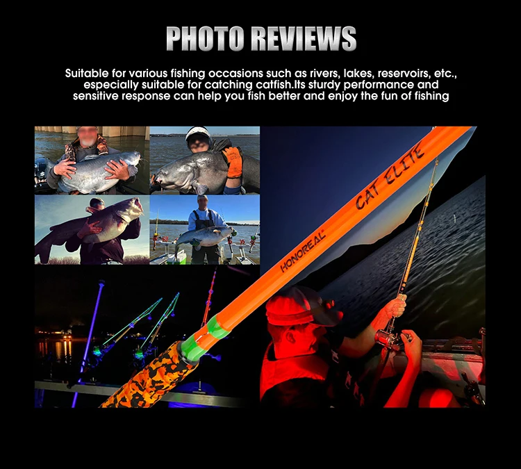 HONOREAL Custom Carbon Boat Fishing Rod - 60lb Catfish Elite