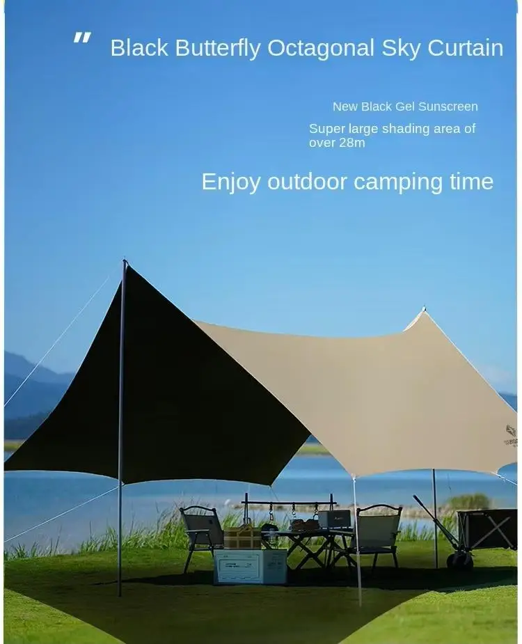 Full Shading One Bedroom Octagonal Black Oxford Glue Canopy Tent ...