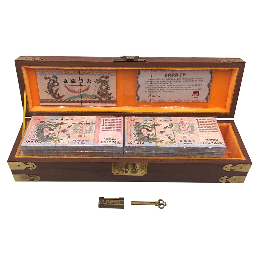 1000 Pcs Chinese Dragon & Phoenix Yellow Dragon Banknote in Wooden Box ...