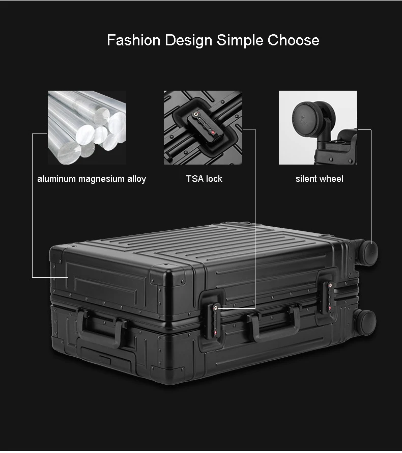 Full Portable Suitcase - Premium Aluminum Luggage
