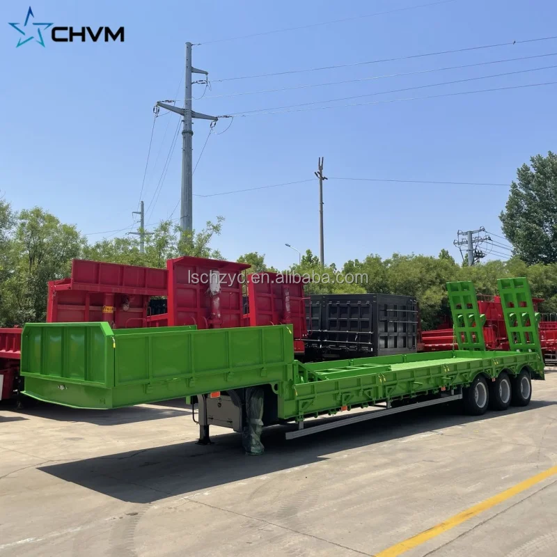 3 Axles Lowbed Trailer Gooseneck Lowboy Container Widen Board Truck ...