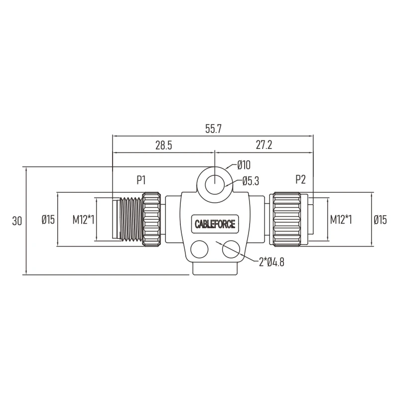 M12 Terminator 5pin Male to Female Inline I-adapter