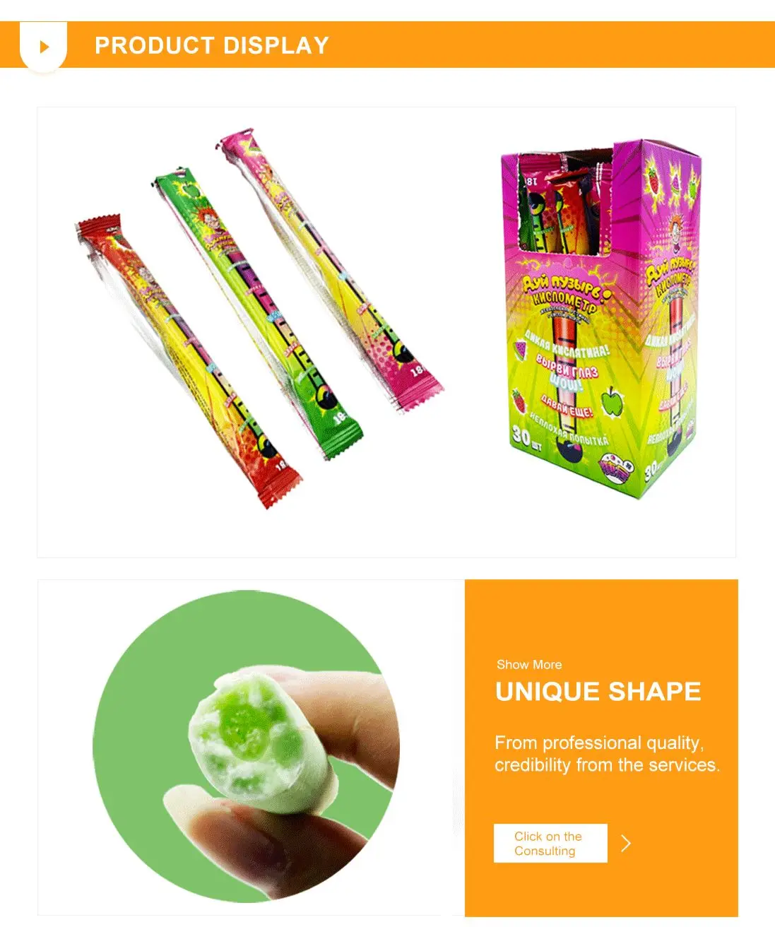 OEM Good Taste Fruit Flavor Bubble Gum Long Stick Sour Bubble Gum with ...