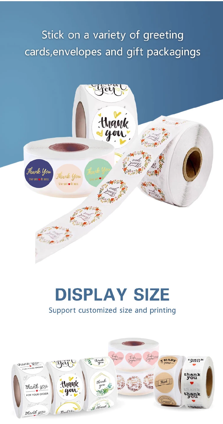 Size Custom Sticker Roll Small Business 1 Inch Thank You Stickers for ...