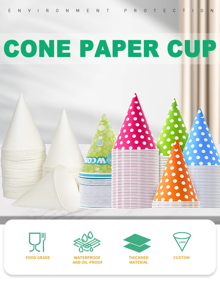 Wholesale Snow Cone Cups Paper Biodegradable Disposable Paper Cone Cup ...