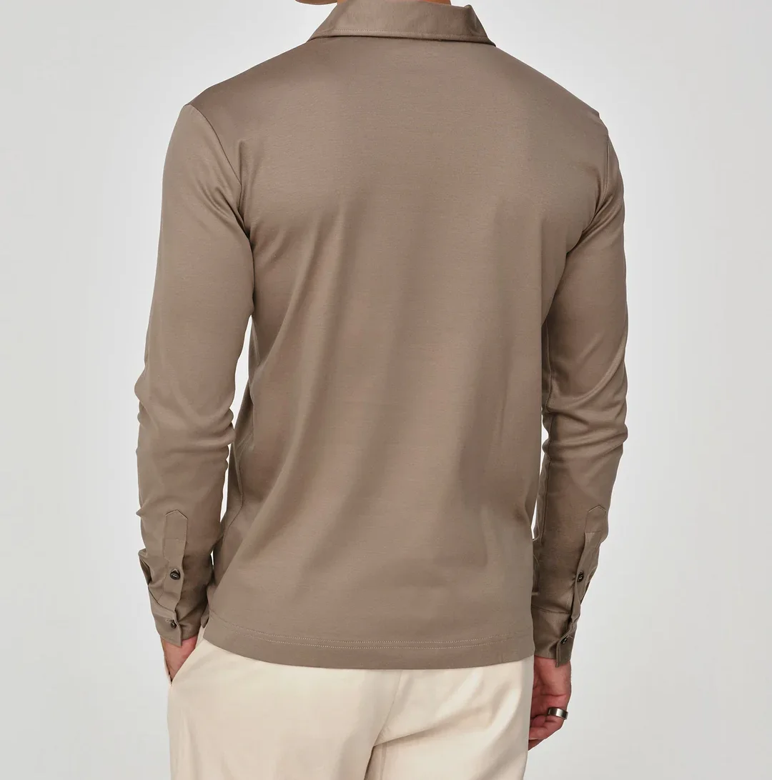 Alibaba.com: Luxury Double Mercerized Cotton Long Sleeve Zip Polo Shirt ...